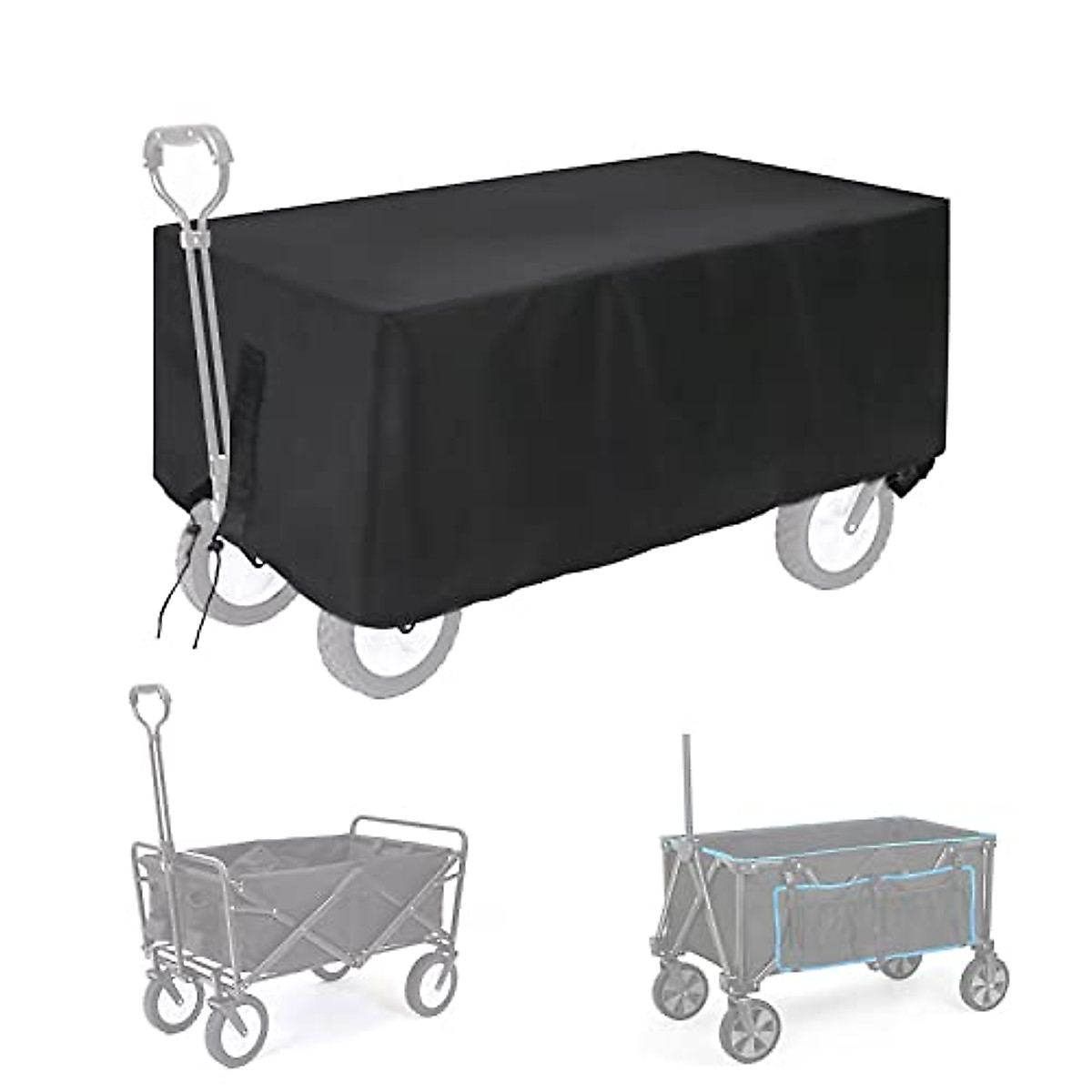 TheElves Collapsible wagon Cover(Only Cover ),Outdoor Folding Garden Wagon Cart Cover Heavy Duty,Waterproof Dustproof UV Resistant Only Cover- 38" L x 22" W x 20" H