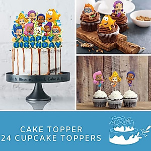 Nelton Birthday Party Supplies For Bubble Includes Banner - Backdrop - Table Cloth - Cake Topper - 20 Cupcake Toppers - 20 Balloons