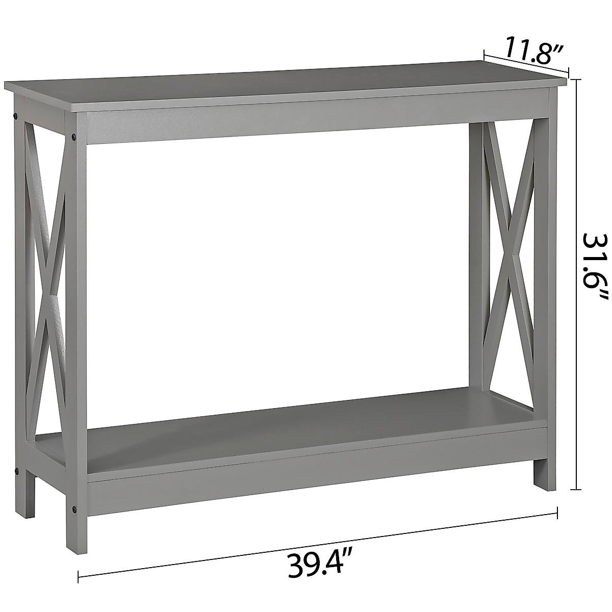 SUPER DEAL 2-Tier Narrow Console Sofa Side Table for Entryway/Hallway/Living Room, 39.3in L x 11.8in W x 31.6in H, Grey