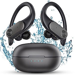 Kingstar Wireless Earbuds, Bluetooth Headphones with Microphone Running Workout Earhooks, True Wireless Earbuds Ipx7 Waterproof in-Ear Headphones HI-FI Deep Bass 72h Play Headsets