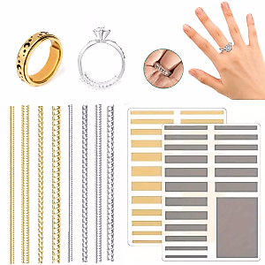 Yiteshi 46PCS Invisible Ring Sizer Adjuster for Loose Rings, Ring Guards Resizer for Men and Women, Spiral Ring Spacer Jewelry Tightener Fit Wide Rings