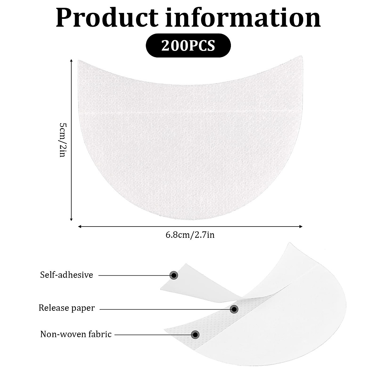 200 Pcs Eyeshadow Shields, Eyeshadow Stencil Lint Free Under Eye Pads Prevent Makeup Residue, Eye Shadow Patches Makeup Shields for Eyeliner, Eyelash Extensions and Lip Makeup