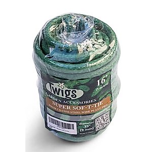 Twigs GA - SUPER Sof-T-Tie. (Single Pack) Soft, Foam Covered Wire for Plant Support. Great Tomato Ties , Grape Ties. Any Fast Growing, Fragile Plant in the Garden Ties.