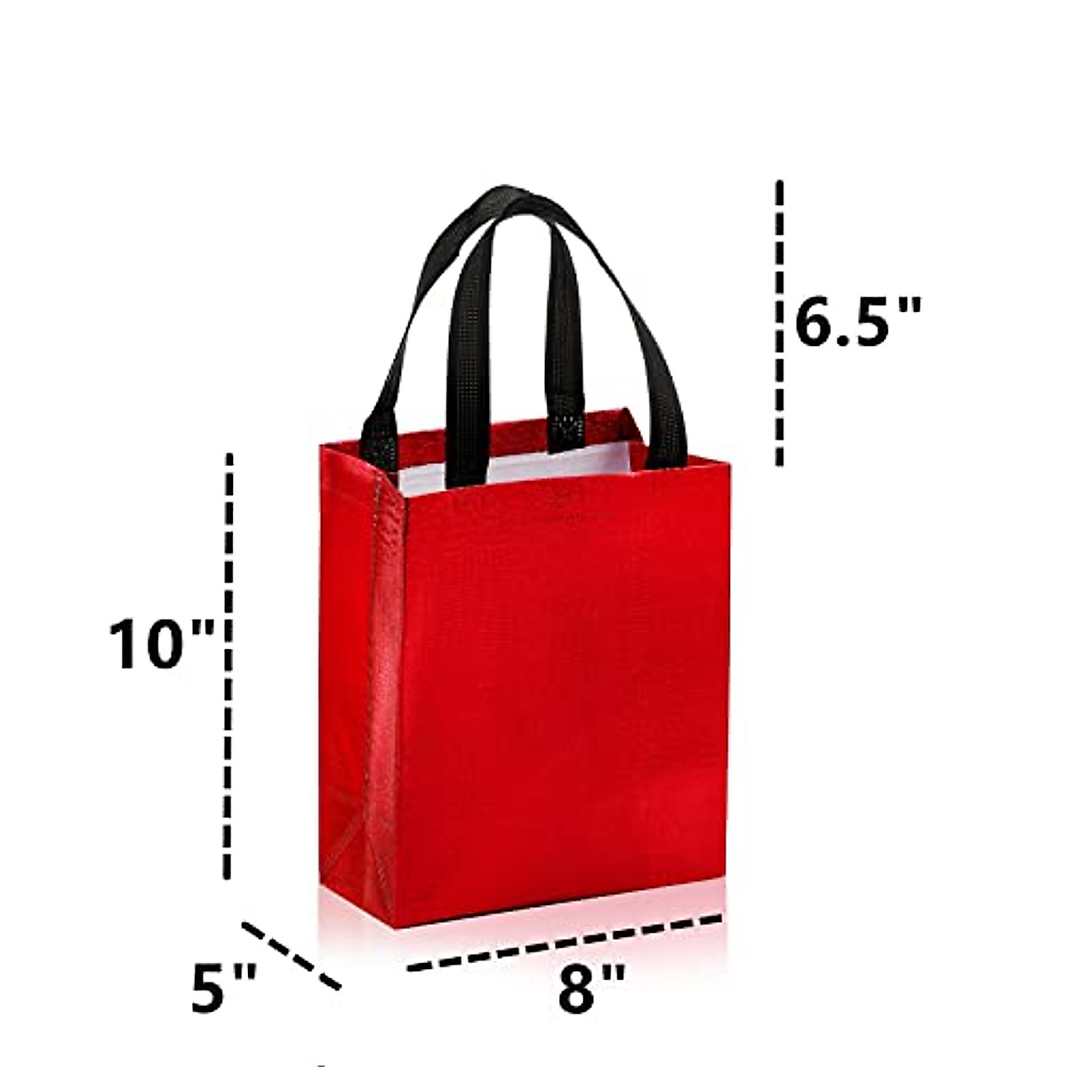 Dicunoy 40 Pack Reusable Gift Bags with Handles, Glossy Grocery Shopping Bags, Medium Size Stylish Bag for Wedding, Foldable Non-woven Red Tote Bags for Bridal Shower, Birthday, Hoilday Party Favors