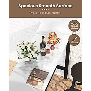 Recaceik Dining Table Set, 47.2” Rectangle Pub Dining Set Kitchen Table Set Bar Table with Stools, 3-Piece Breakfast Table Set with Metal Frame for Kitchen Dining Room w/ 2 Chairs - White