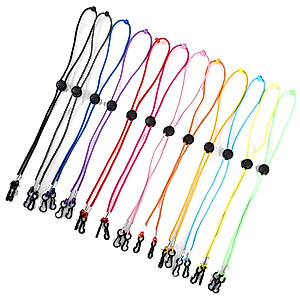 Tvoip 12Pcs Mixed Color Hat Chin Cord with Adjustable Cord Fastener - Unisex Removable Sun Hat Chin Strap with Spring Loaded Stop Cord Lock, Windproof Buckle Retaining Clip
