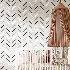 SHYJSHYJ 6 Pack 14'' Modern Herringbone Geometric Brick Hexagon Boho Lines Wall Stencils for Painting Large Pattern on Wall, Reusable Decorative Template for Scandinavian Painting Wall Décor