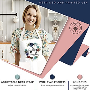 Artist Unknown Personalized Floral Kitchen Aprons Gifts for Women - 6 Design Options, Customized White Chef Apron