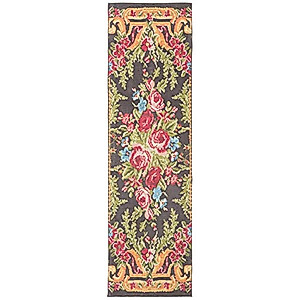SAFAVIEH Classic Vintage Collection Runner Rug - 2'3" x 8', Grey & Rose, Oriental Floral Design, Non-Shedding & Easy Care, Ideal for High Traffic Areas in Living Room, Bedroom (CLV112F)