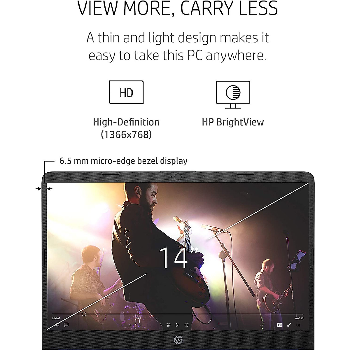 HP 14 Laptop, AMD 3000 Series Processor, 32GB RAM, 1TB Storage, 14-inch Micro-Edge HD Display, Long Battery Life, Webcam, Thin & Portable, Windows 10 + One Year of Office365, Snowflake White