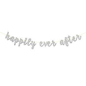 Silver Happily Ever After Banner,Wedding Sign,Engagement, Bridal Shower, Wedding, Bachelorette Party Decoration