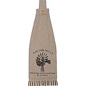 VHC Brands Sawyer Mill Charcoal Kitchen Hand Towel Set Vintage Windmill Cotton Muslin Tea Towels