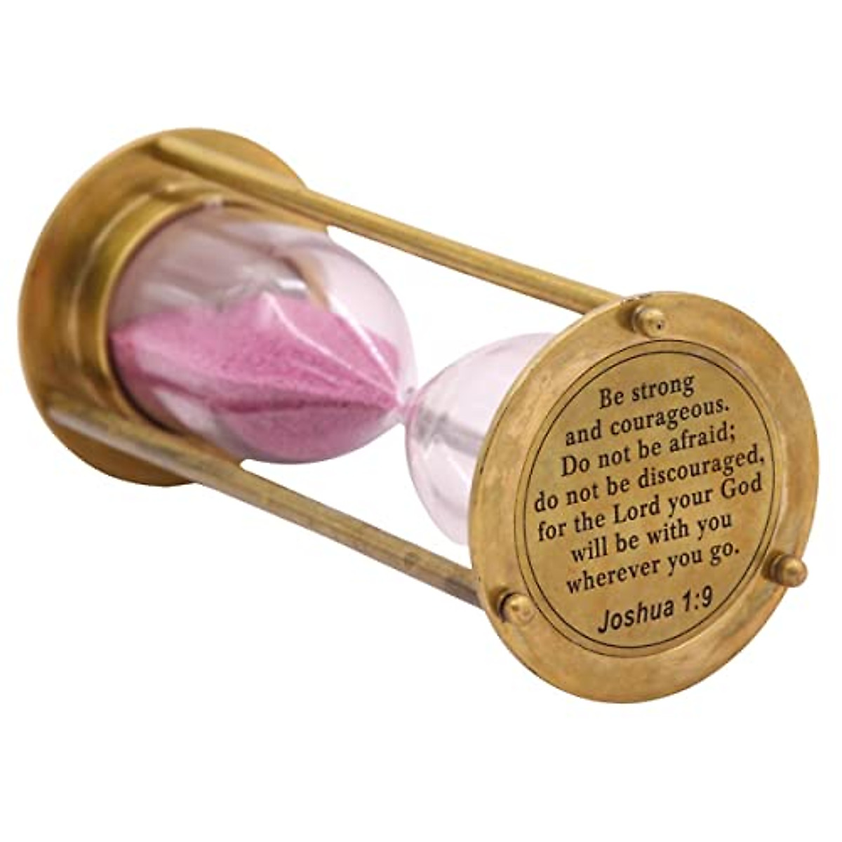 Brass Hour Glass with Religious Quotes, Unique Sandglass for Son, Grandson, Daughter, Father, Mother, Husband, and Some one You Love. (Old Brass Joshua 1:9 Black)