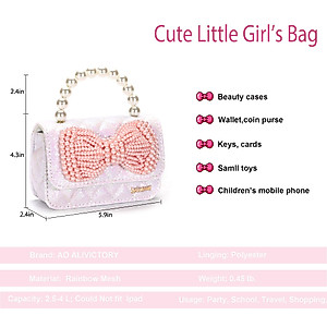 Gifts for Little Girls Cute Toddler Purse Kids Baby Sparkly Bow Handbags Small Crossbody Shoulder Bags Toys Presents (White)