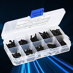 M2.5 x 3-20mm Alloy Steel Socket Head Screws, Black Screw Bolt with Nut, 300Pcs Socket Head Cap Screw Fastener for Professionals Amateurs