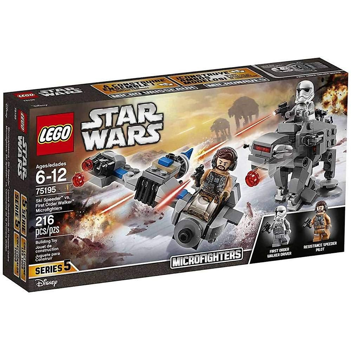 LEGO Star Wars: The Last Jedi Ski Speeder vs. First Order Walker Microfighters 75195 Building Kit (216 Piece)