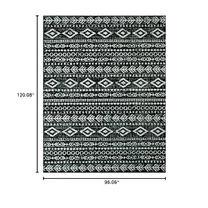Lahome Boho Moroccan 8x10 Area Rugs, Ultra-Thin Soft Black White Rugs for Living Room Washable, Non-Shed Tribal Print Large Indoor Carpet Stain Resistance for Bedroom Playroom Nursery