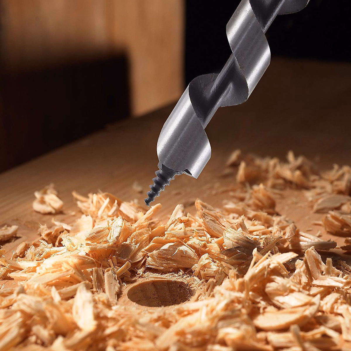 Muretnze 9/16 Inch x 12 Inch Long Auger Drill Bit for Wood, Hex Shank 3/8 Inch for Wood, Extra Long Drill Bits Brad Point Augers Drill Bits for Soft and Hard Wood, Plastic and Drywall.