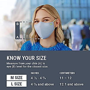 AIR+ Reusable Face Mask, Proven Protection for Men & Women, Filters >95% of Aerosolized Particles, Anti-dust, Washable, Breathable, Anti-fog for Glasses, Adjustable Ear Loops, Black Medium