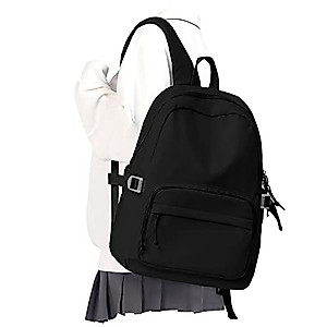 winspansy Small Travel Backpack For Women Men Aesthetic Lightweight Daypack Simple Cute Backpack Waterproof College bag Fit 14 Inch Laptop, Black