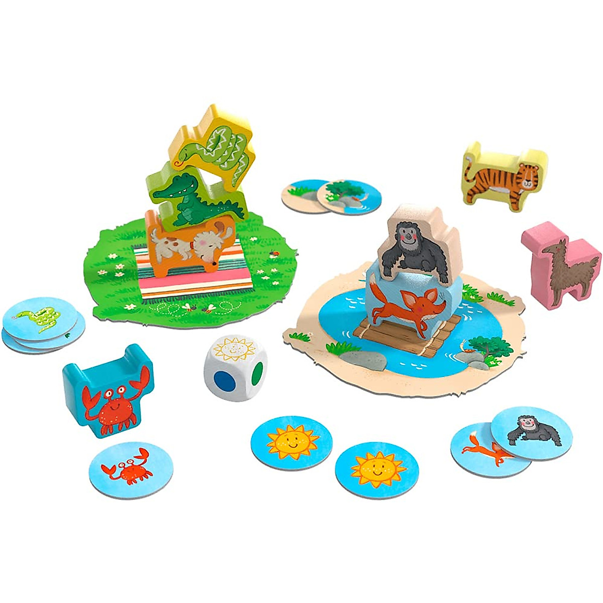 HABA My Very First Games - Animal Upon Animal Junior: Toddler Stacking Game & Toddler Board Games for Preschool Learning Activities & Family Games