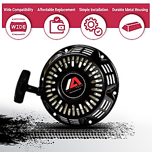 AlveyTech Black 196cc 6.5 Hp Recoil Pull Starter - For the Baja Mini Bike MB165/MB200, Coleman RB200, DT200 196cc Drift Trike, Scooter, Lawnmower, Generator, Go-Kart & ATV - Corrosion-Resistant