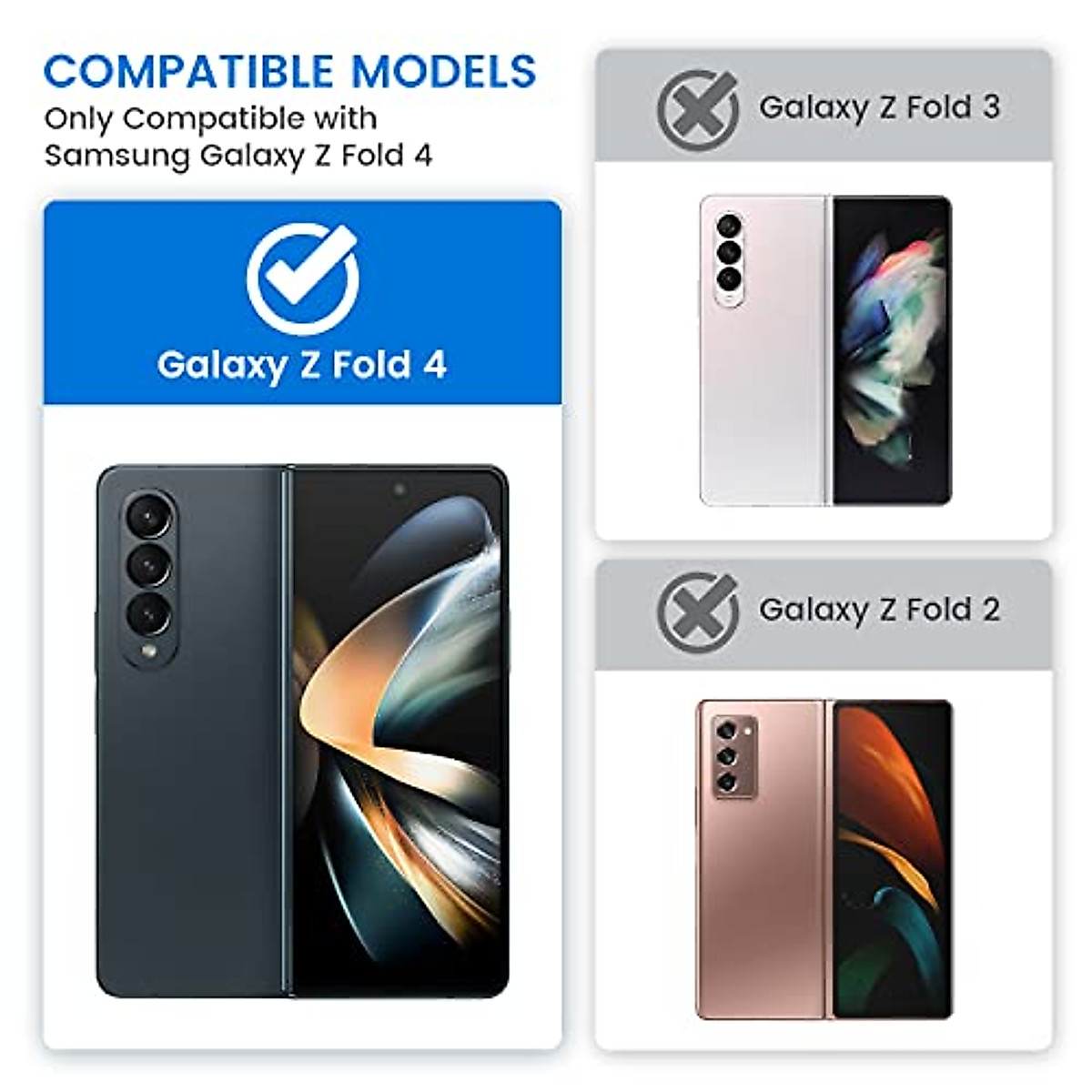 VEGO for Galaxy Z Fold 4 Case with S Pen Holder, Metal Kickstand Case with [Hinge Protection & Screen Protector], PU Leather Protective Case for Samsung Z Fold 4 5G 2022 New Released - Midnight Black