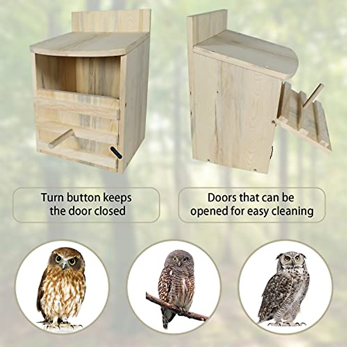 Big Owl House,Screech Owl House,Owl Nesting Box Owl Bird House,Barn Owl Box Owl Boxes for Outside with Mounting Screws, Instructions,Video Teaching, Easy Assembly Required