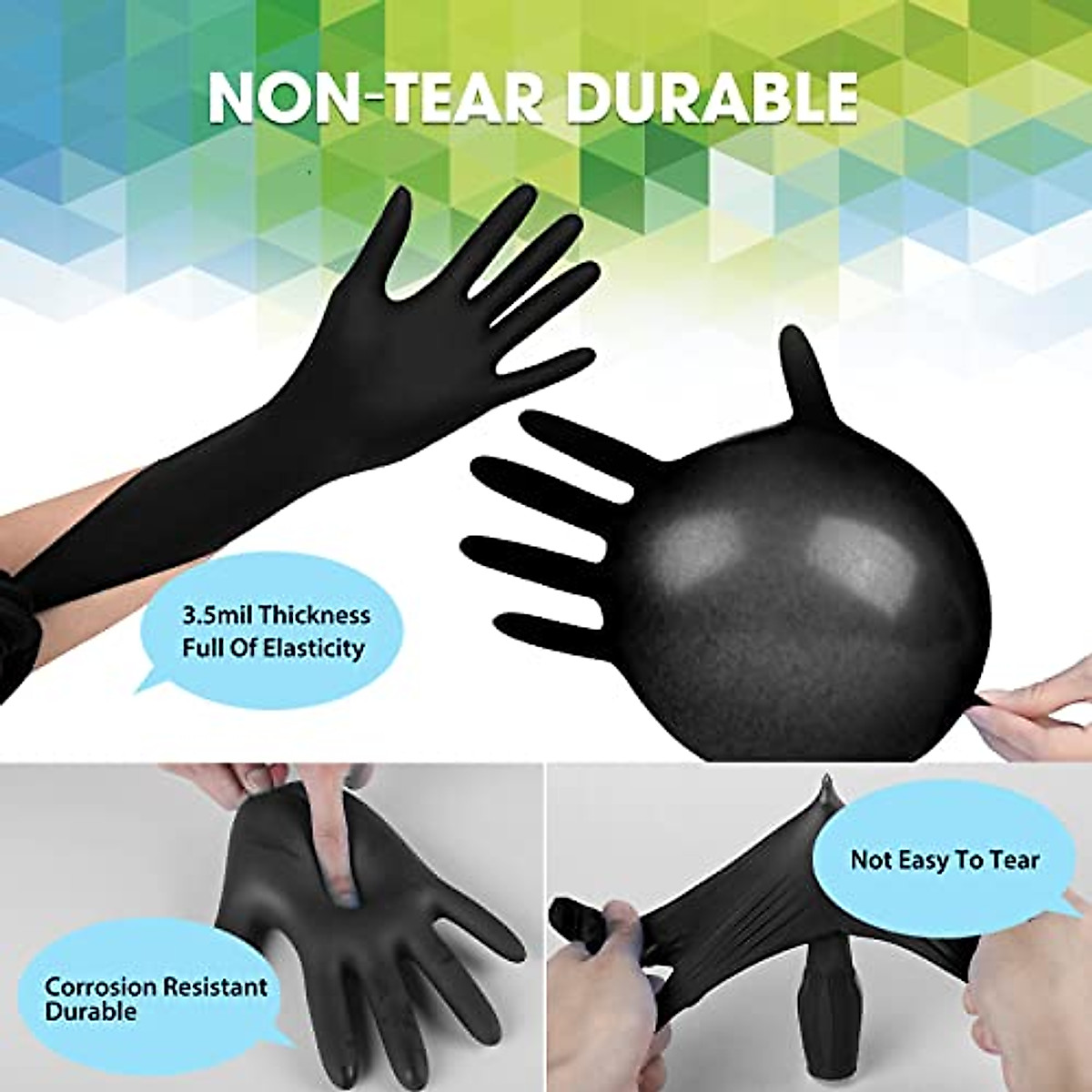 HYSTARCARE Disposable Nitrile Gloves, Small 100pcs, Black, Latex Free, Powder Free, Silicone Free, Textured, 3.5MIL, For Food Processing, Household Cleaning