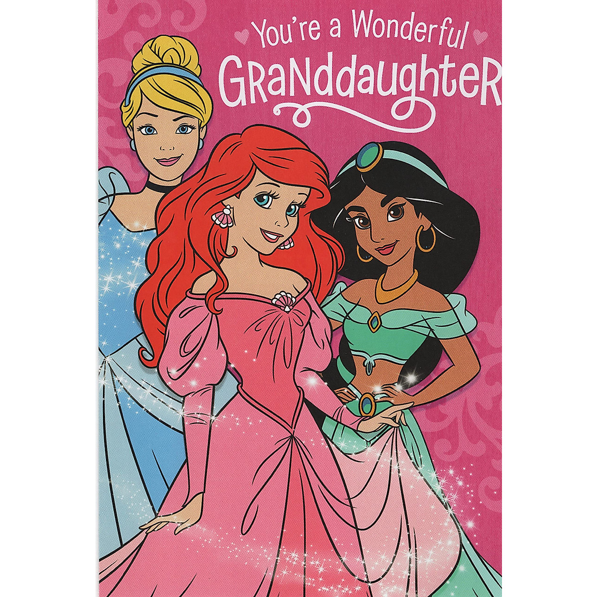 Princess Ariel Jasmine and Cinderella You're a Wonderful Granddaughter Happy Birthday Card