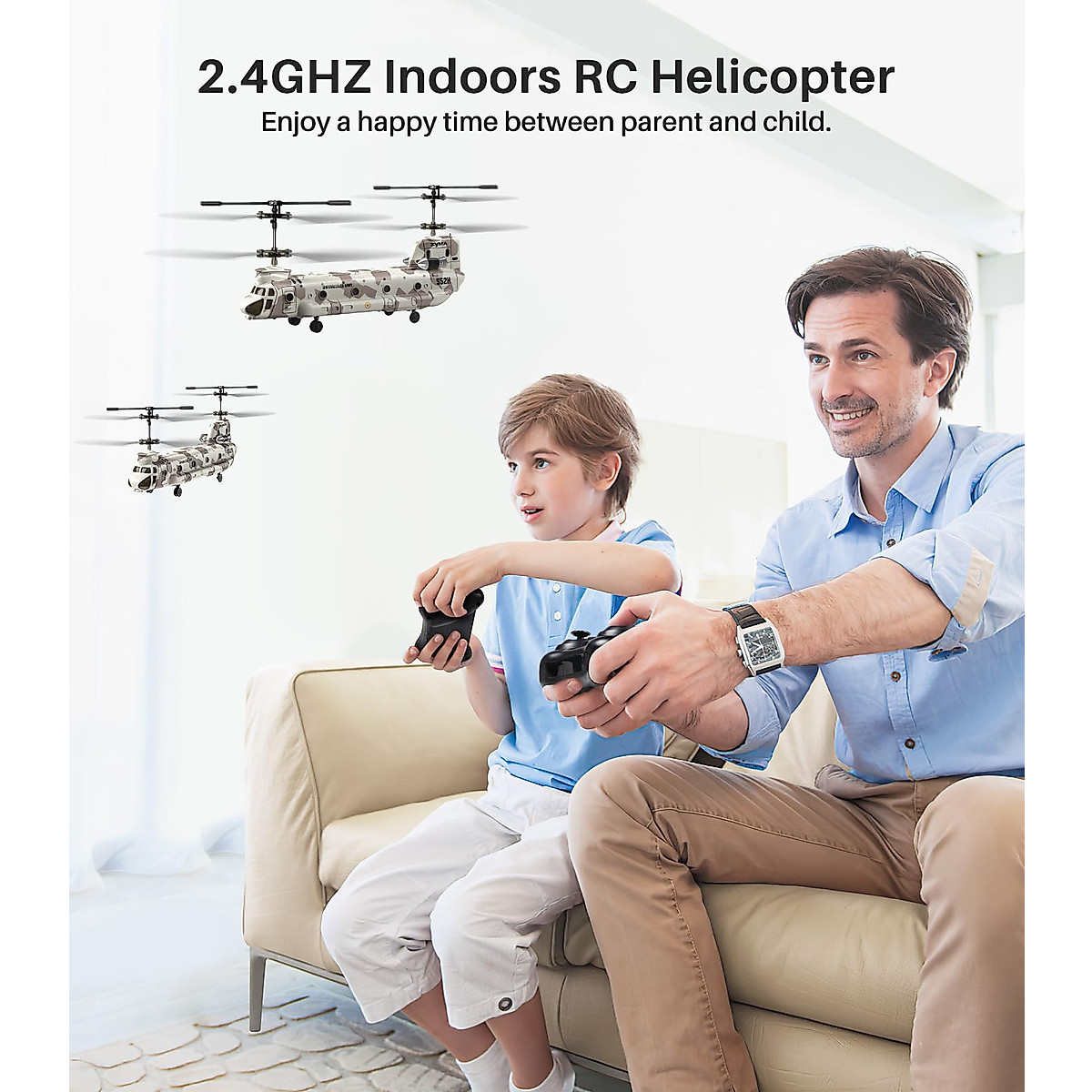 SYMA Remote Control Helicopter, S52H Military Transport RC Helicopter with Altitude Hold, One Key take Off/Landing, LED Light, Low Battery Reminder, Army Helicopter Toys for Kids and Military Fans
