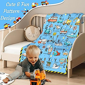 ABC Truck Alphabet Transportation Blanket Toddler Blanket Throw Super Soft and Cozy Blankets for Home Decoration, Couch, Bed, Sofa 50 in x 40 in Small for Kids for All Seasons