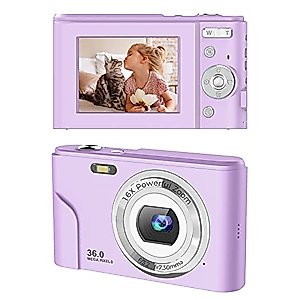 TOBERTO Digital Camera, 1080P HD Vlogging LCD Mini Camera with 16X Zoom 36MP Digital Point and Shoot Camera Video Camera, for Kids Students Beginners Beauty Face