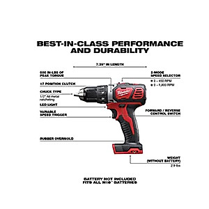 Milwaukee 2606-20 M18 18-Volt Compact 1/2-Inch Drill Driver - Bare Tool ;#by:MaxTool Super Sale