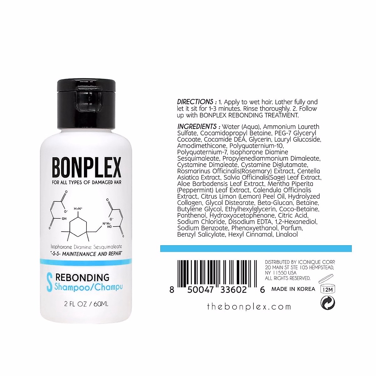 Perfect Bonding Concentrate for Damaged Hair - Bond Strengthening & Color Longevity Shampoo Treatment with Bonplex Rebonding Repair for All Hair Types - Duo (2oz)