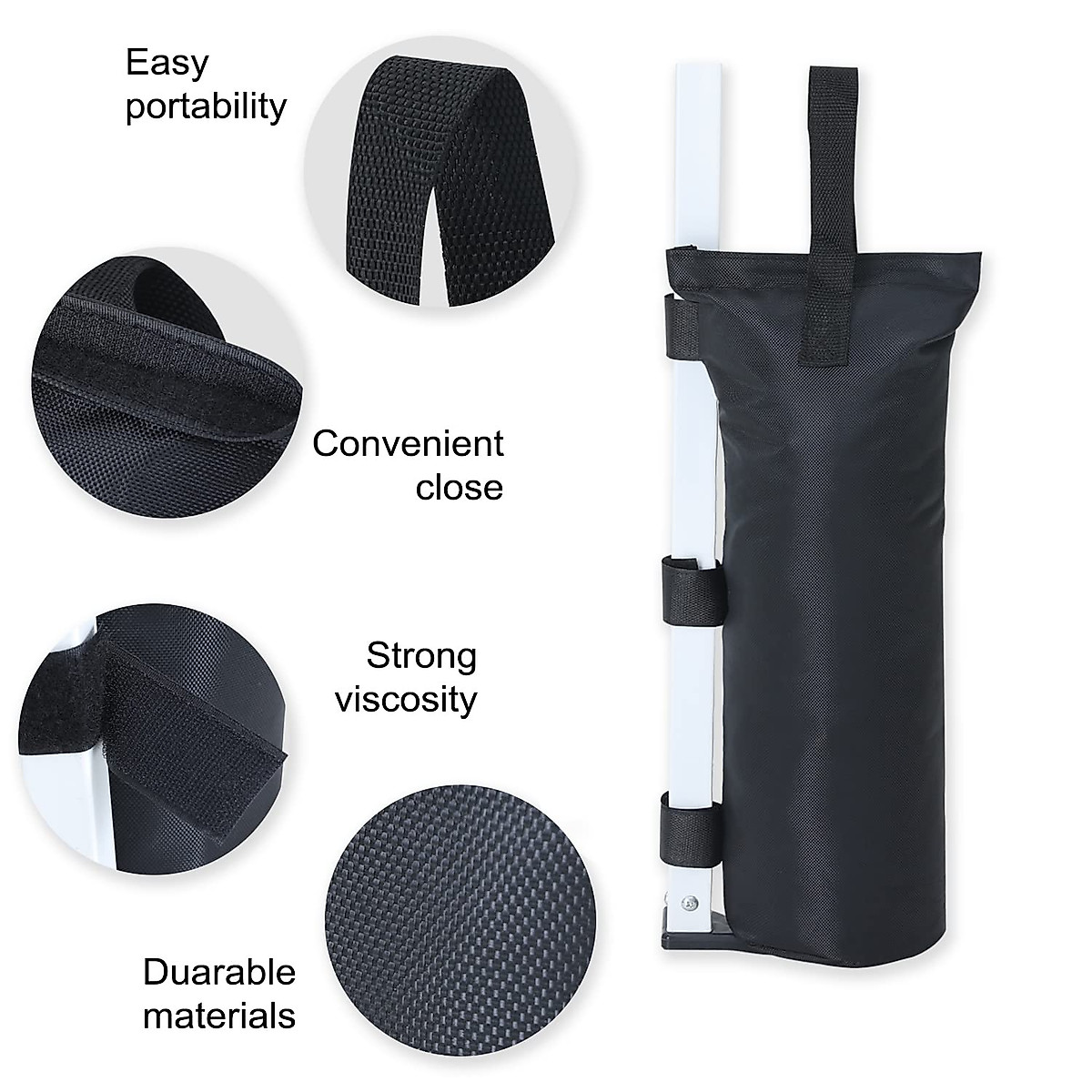 COOSHADE Canopy Tent Sand Bags Gazebo Weights Bags,4 Pack,Black,112LBS