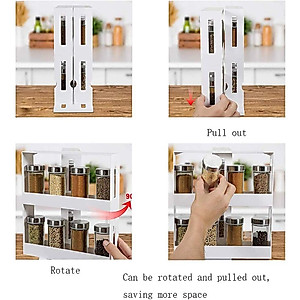 Spice Rack Seasoning Storage Holder, Two 2-Tiered Shelves, Seasoning Spice Jar Rack Rotating Cabinet Shelf Double Kitchen Organizer Swivel Spice Rack For Spice Bottles