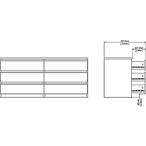 Tvilum Scottsdale 6 Drawer Double Dresser, White High Gloss