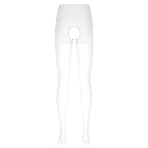 ACSUSS Womens Glossy Semi See-Through Tights High Waist Patchwork Crotchless Pantyhose Stockings White One Size