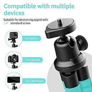 Aureday Phone Tripod, Flexible Tripod for iPhone and Android Cell Phone, Portable Small Tripod with Wireless Remote and Clip for Video Recording/Vlogging/Selfie (Blue)