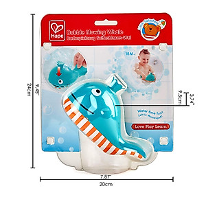 Hape Bubble Blowing Whale | Baby Squirt Toy for Bath Time Play, Blue, L: 5.7, W: 3.5, H: 3.5 inch