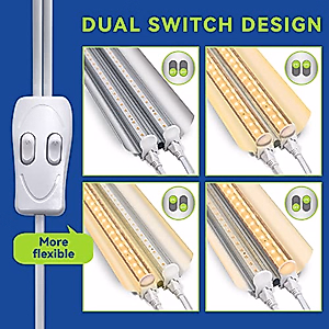 Monios-L T5 LED Grow Light, 4FT Full Spectrum Sunlight Replacement, 60W High Output Integrated Fixture with Rope Hanger for Indoor Plants, Hydroponics, Seedling, Growing, Blooming