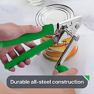 Commercial Can Opener, UHIYEE Hand Crank Can Opener Manual Heavy Duty with Comfortable Extra-long Handles, Oversized Knob, Large Handheld Can Opener Easy for Big Cans, Green