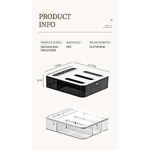 Storage organizer for Ziplock bags, acrylic kitchen drawer bag organizer with zipper closure..-Organizer for Drawer,Countertop and Wall,Easy to Use Ziplock Bag.