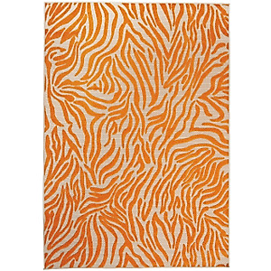 Nourison Aloha Indoor/Outdoor Orange 3'6" x 5'6" Area -Rug, Tropical, Botanical, Easy -Cleaning, Non Shedding, Bed Room, Living Room, Dining Room, Deck, Backyard, Patio (3x5)