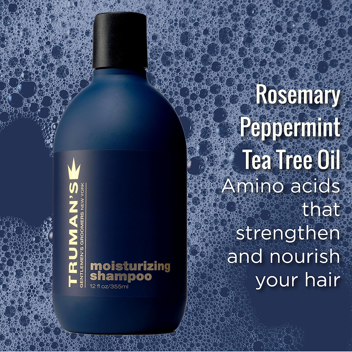 Truman's Gentlemen's Groomers Mousturizing Shampoo - Soothing Peppermint Scent - Long Lasting Daily Use Shampoo - 12oz