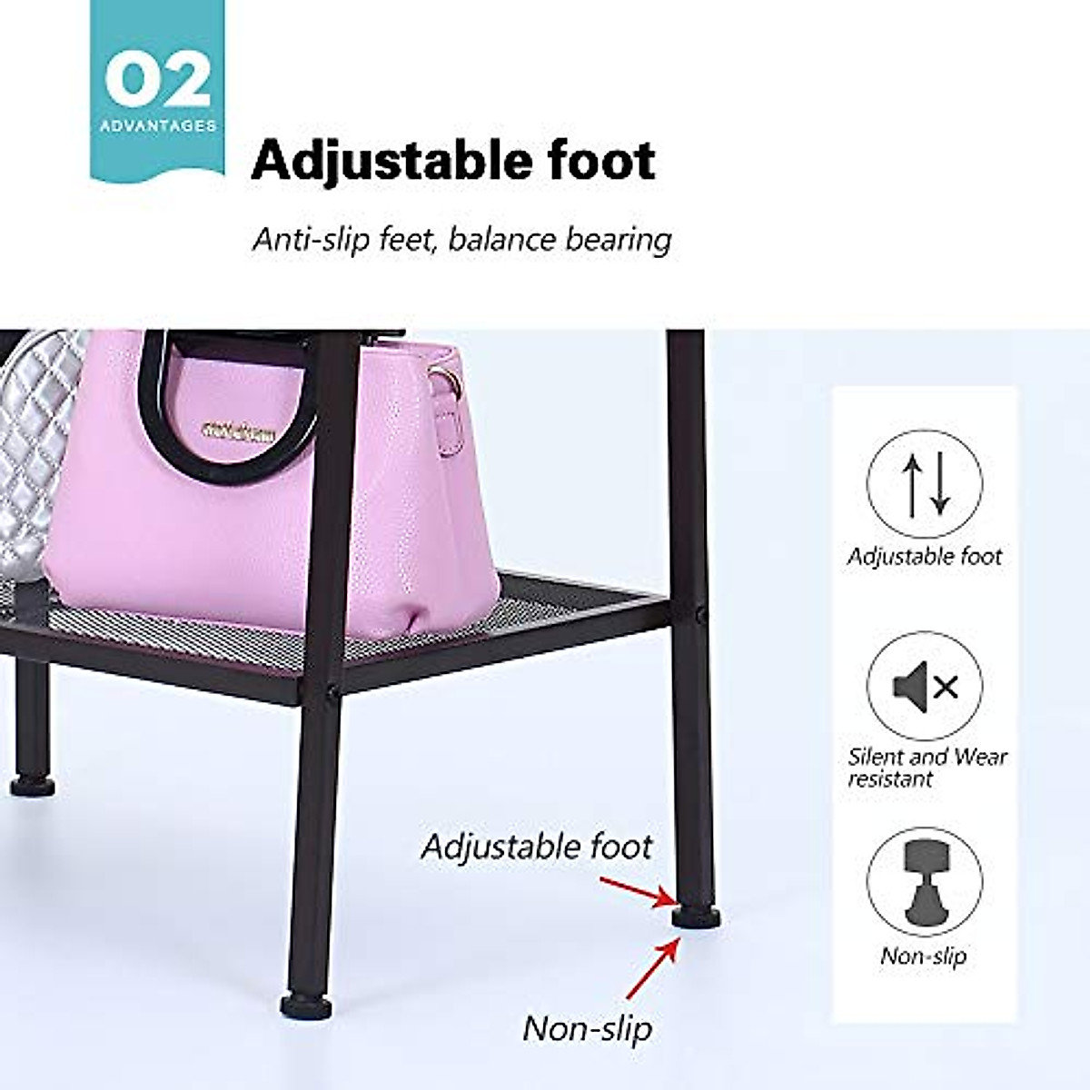 Metal Storage Rack, FOME 4-Shelf Shelving Heavy Duty Adjustable Shelves Storage Shelf Corner Shelf Free Standing Ladder Shaped Plant Flower Stand Rack for Laundry Bathroom Kitchen Pantry Closet