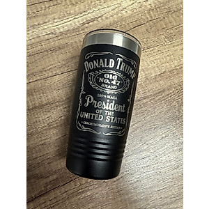 Trump Tumbler Gifts for Men Women, 2024 Election Republican Christmas Gifts for Men, Engraved Stainless Steel 20oz MAGA Tumbler Coffee Cup with Lid, Dishwasher Safe (Black+Silver)