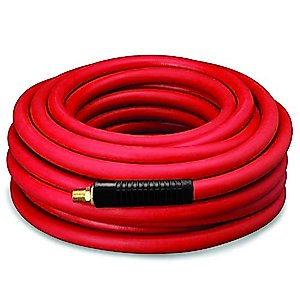 DP Dynamic Power Rubber Air Hose 3/8" x 50' 300 PSI Red/Black Assembly with 1/4" Male Pipe Thread Fittings & Bend Restictors (red)…
