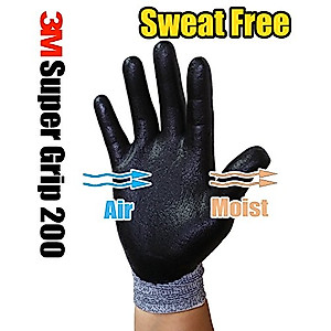 3M Super Grip 200 All Day Comfort Nitrile Foam Coated Work Gloves-10 Pairs (Large, Gray)
